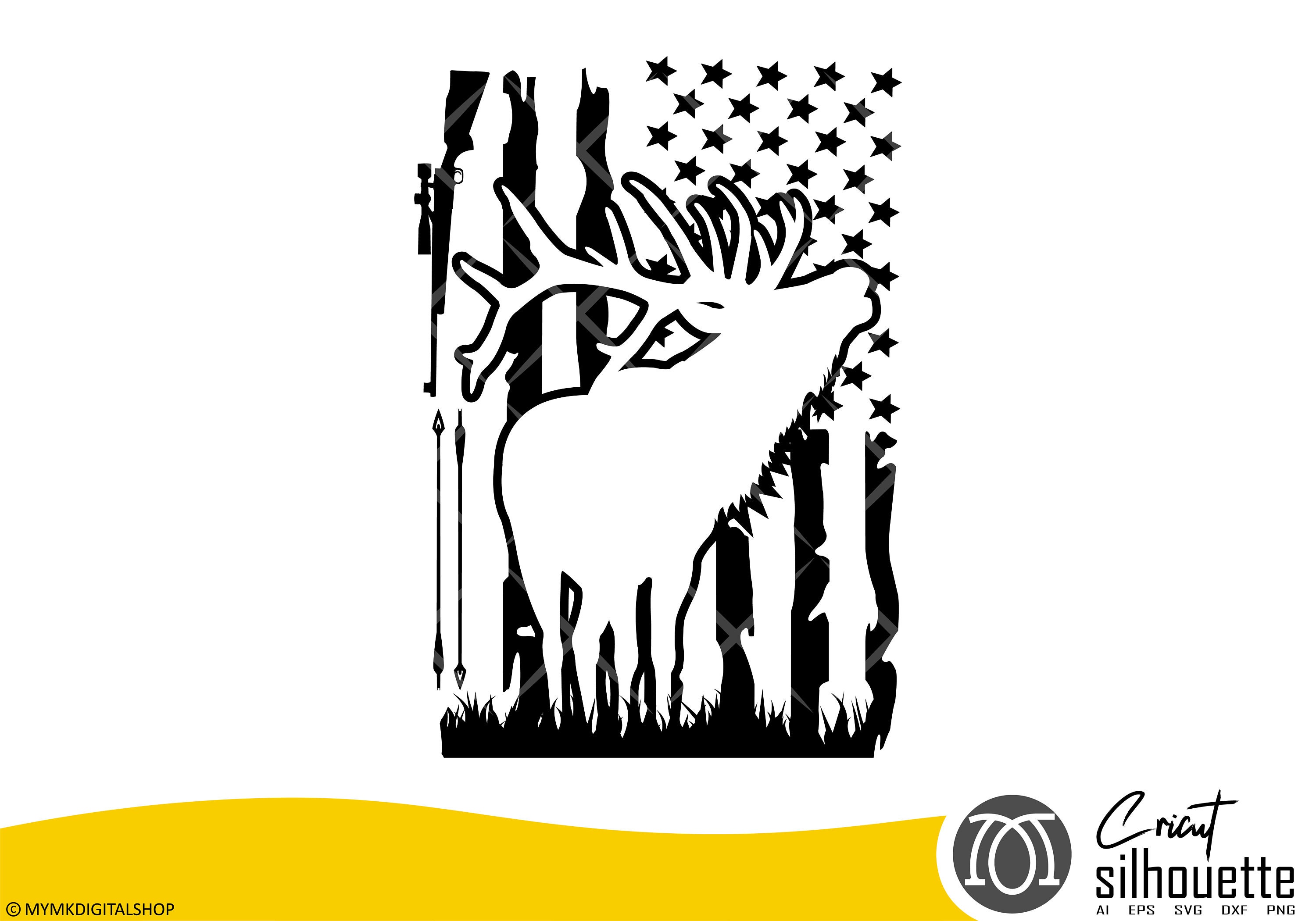 American Flag Elk Hunting Svg Png Rifle and Arrow Svg | Etsy