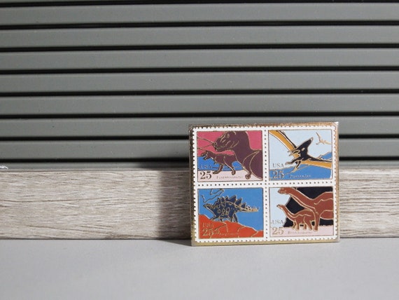 Dinosaur Pin – 4 Stamp Designs – Tyrannosaurus Rex, P… - Gem