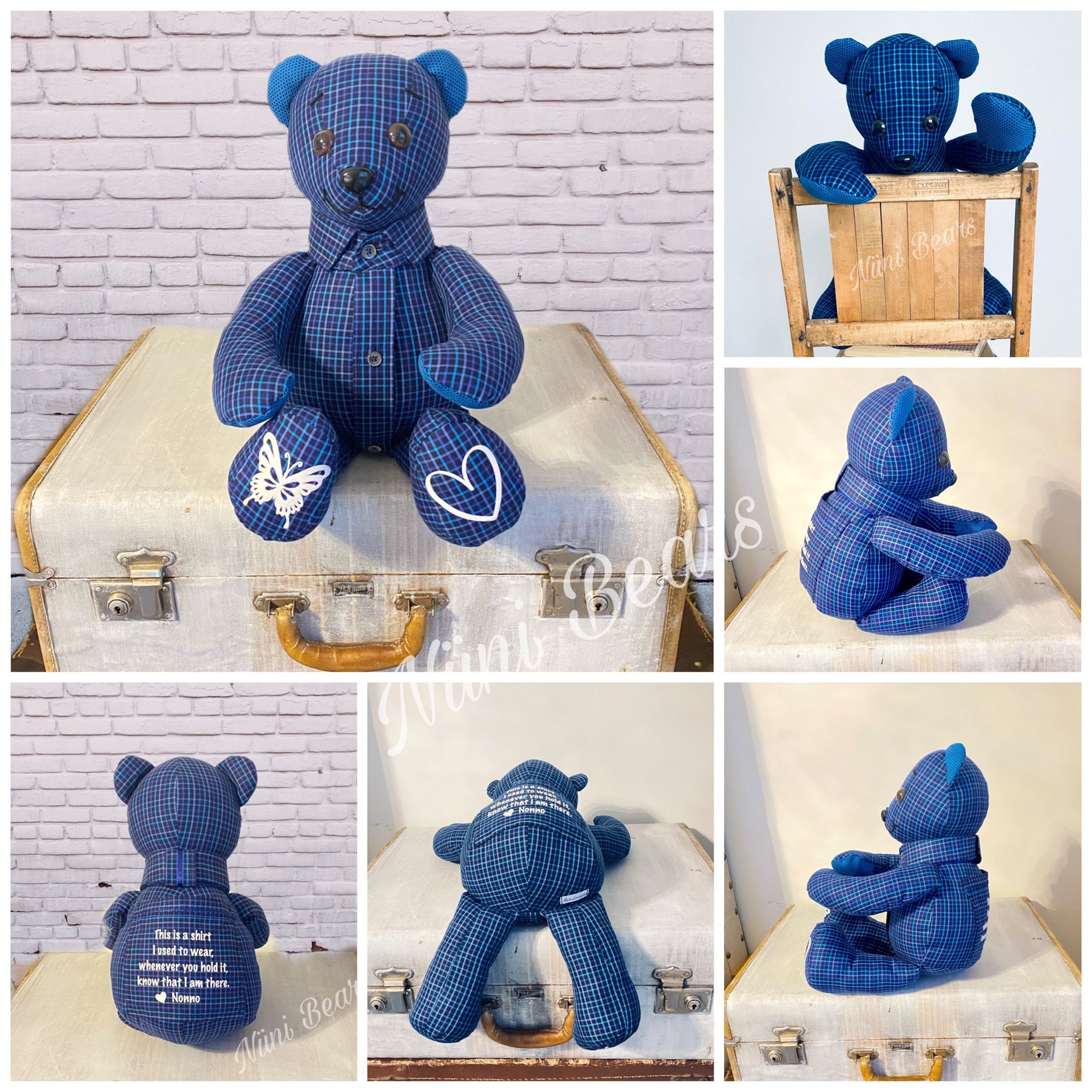 Memory Bear Custom Made From Loved Ones Clothing,handcrafted Keepsake ...