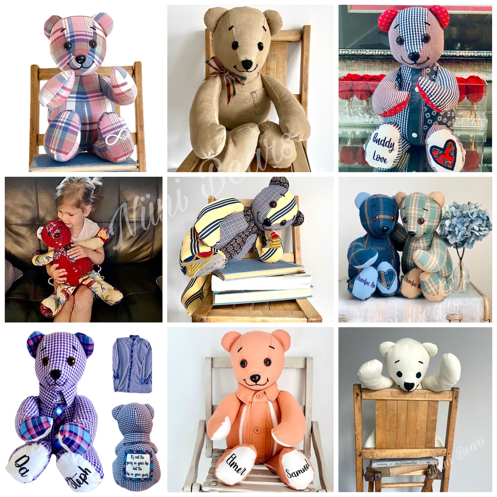 Memory Bear Custom Made From Loved Ones Clothing,handcrafted Keepsake ...
