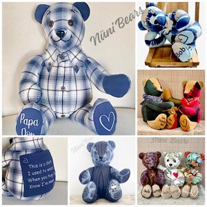 Memory Bear Custom Made From Loved Ones Clothing,handcrafted Keepsake ...