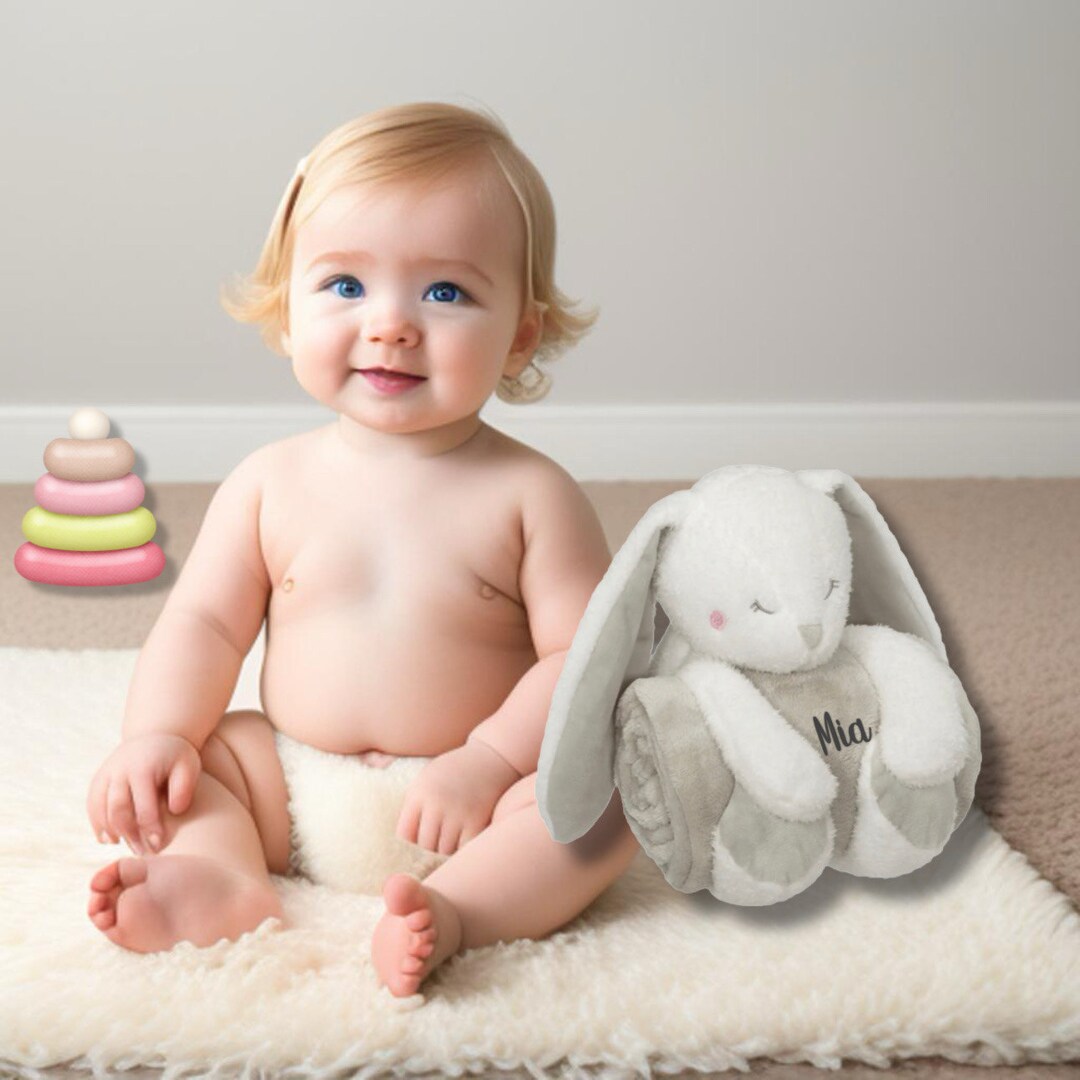 Personalized Bunny Blankey Hugger Set,newborn Gift,bunny & Blanket Set ...