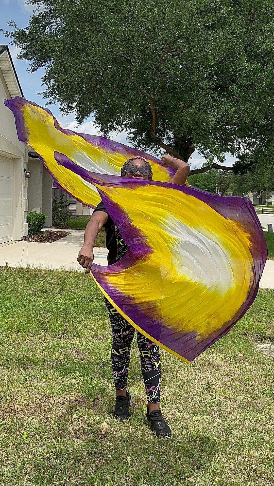Purple & Yellow Worship Flags, Dance Flags, Praise Flags,silk Flags ...