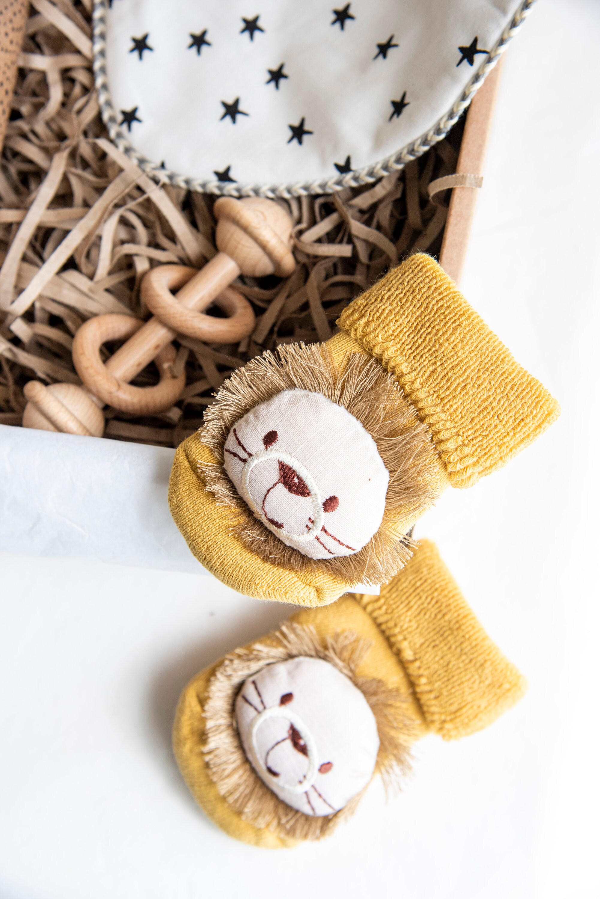 Little Lion Baby Boy Gift Box, Baby Shower Gift, Reversible Bib & Socks ...
