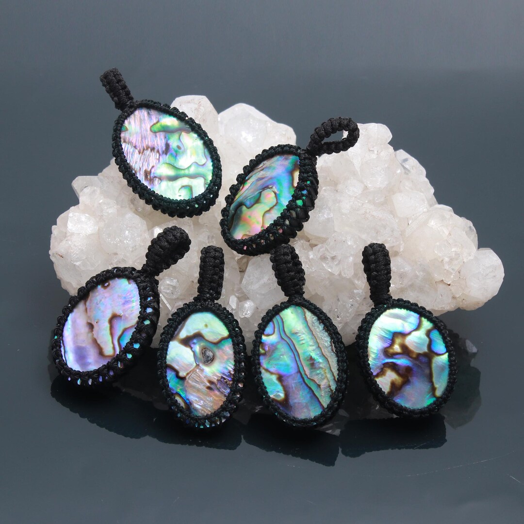 Beautiful Abalone Shell Macrame Pendant, Natural Abalone Paua Shell ...