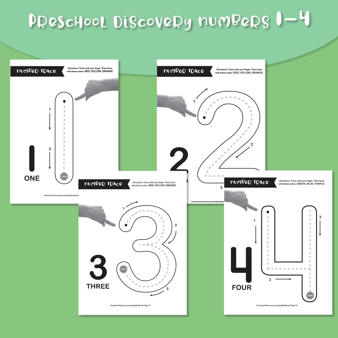 Preschool Discovery Numbers Worksheets 1-4 - Etsy