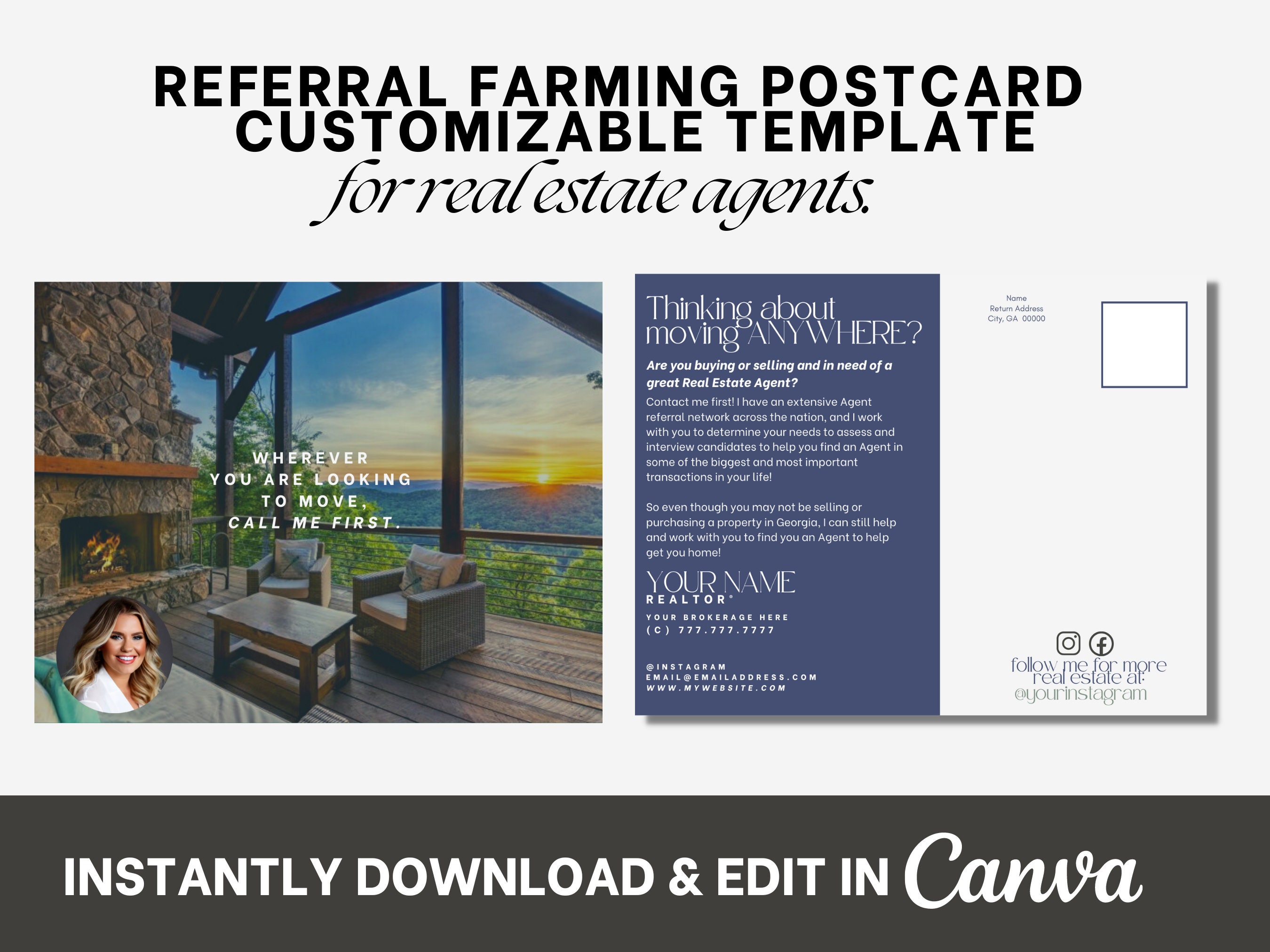 Referral Farming Postcard Template for Real Estate Agents | Edit in ...