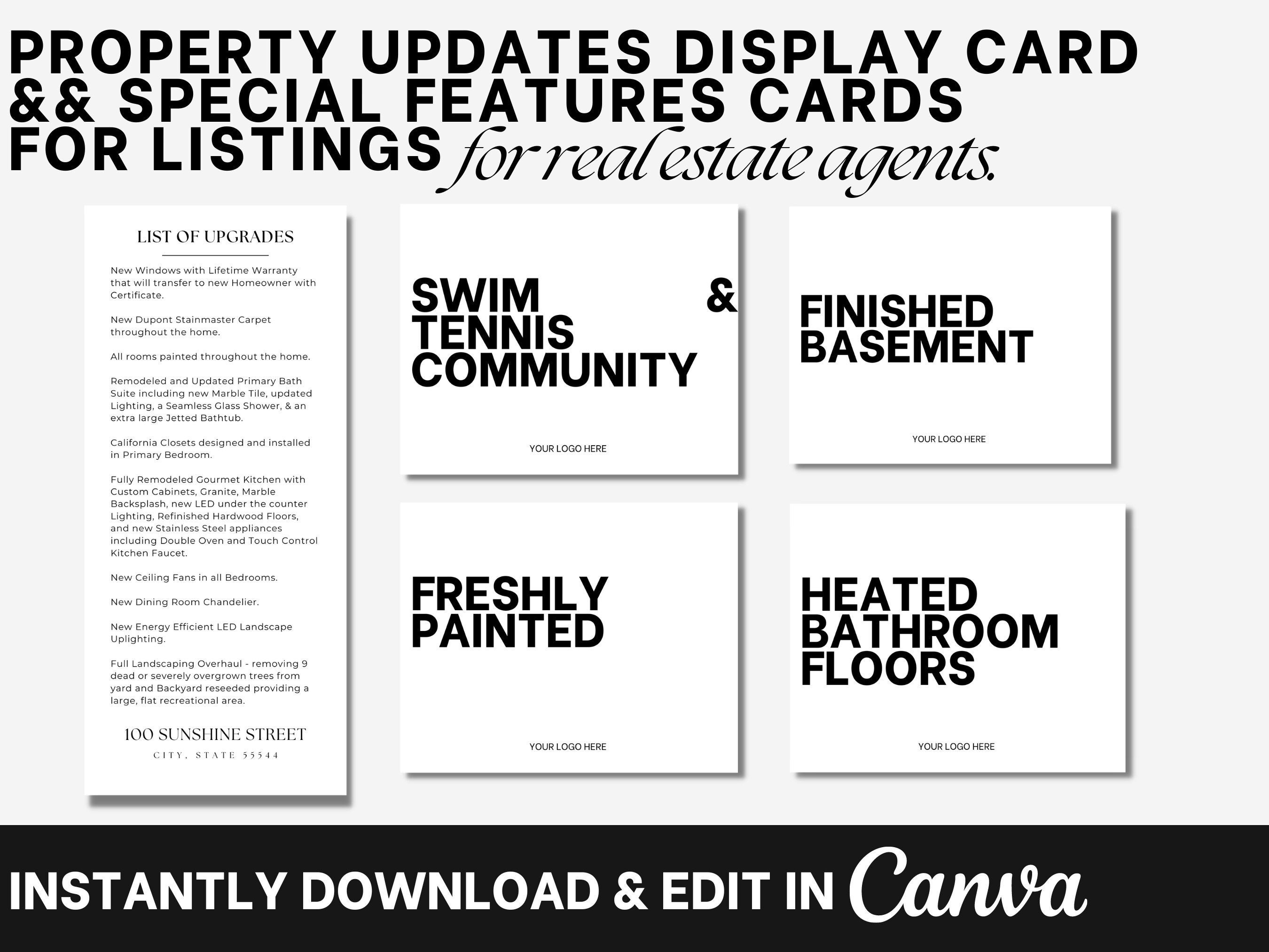 Property Updates Rack Cards & Special Features Cards Templates for ...