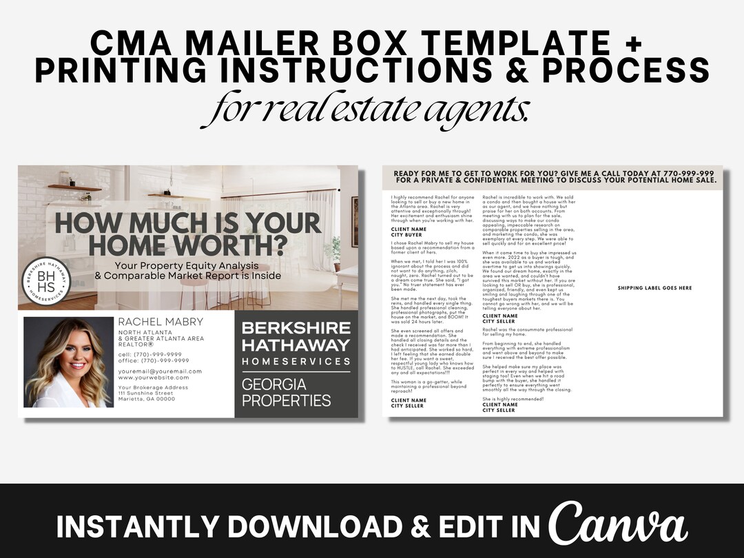 CMA Box Template for Real Estate Agents | CMA Mailer Box | Edit in ...