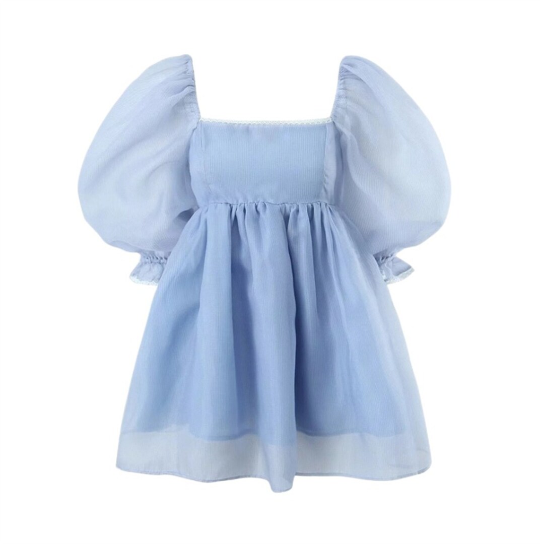 Blue Puff Dress, Vintage Dress, Puff Sleeve Dress, Prom Dress ...