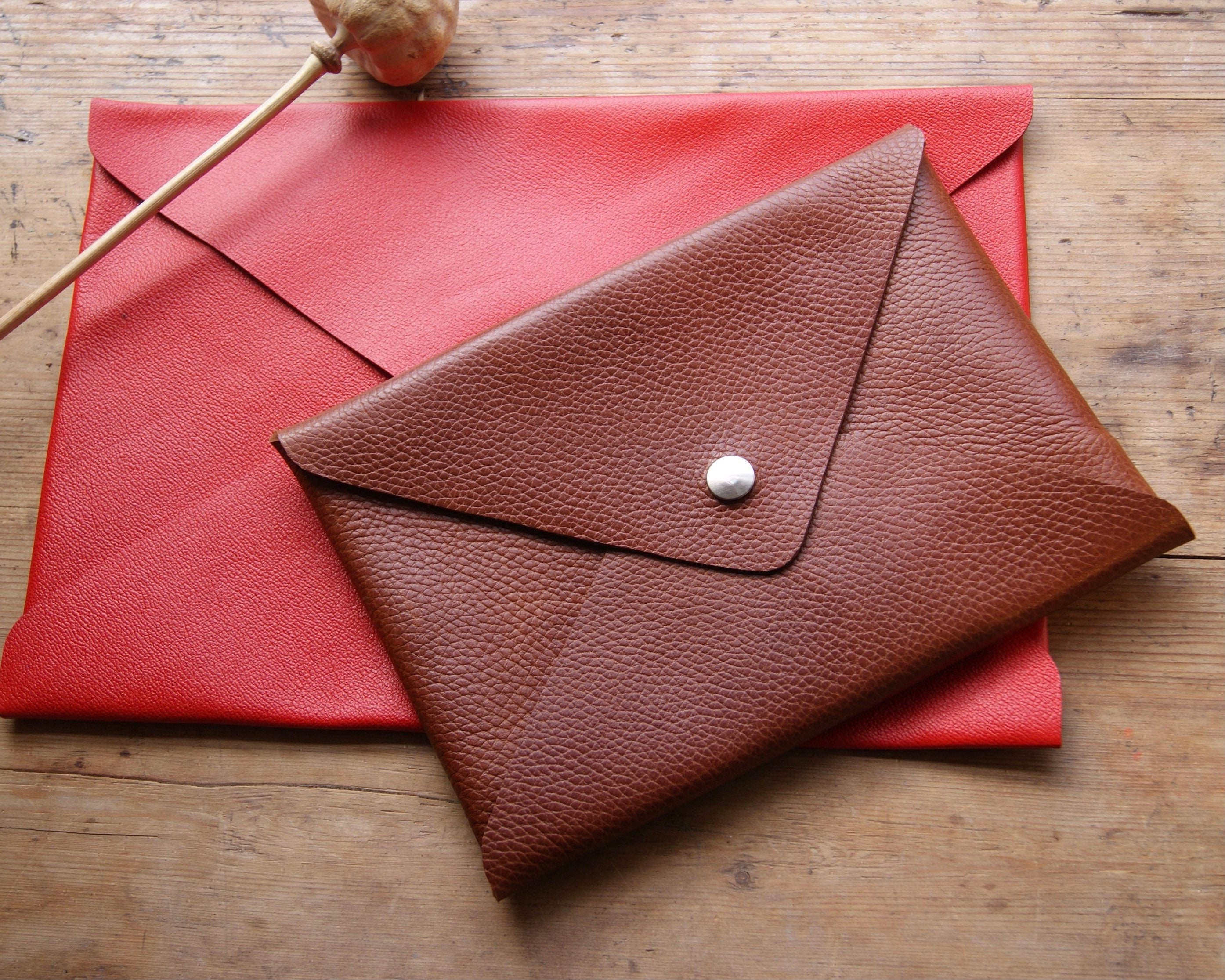 Fine grain Dark Tan Leather A5 Car Document Wallet | Etsy