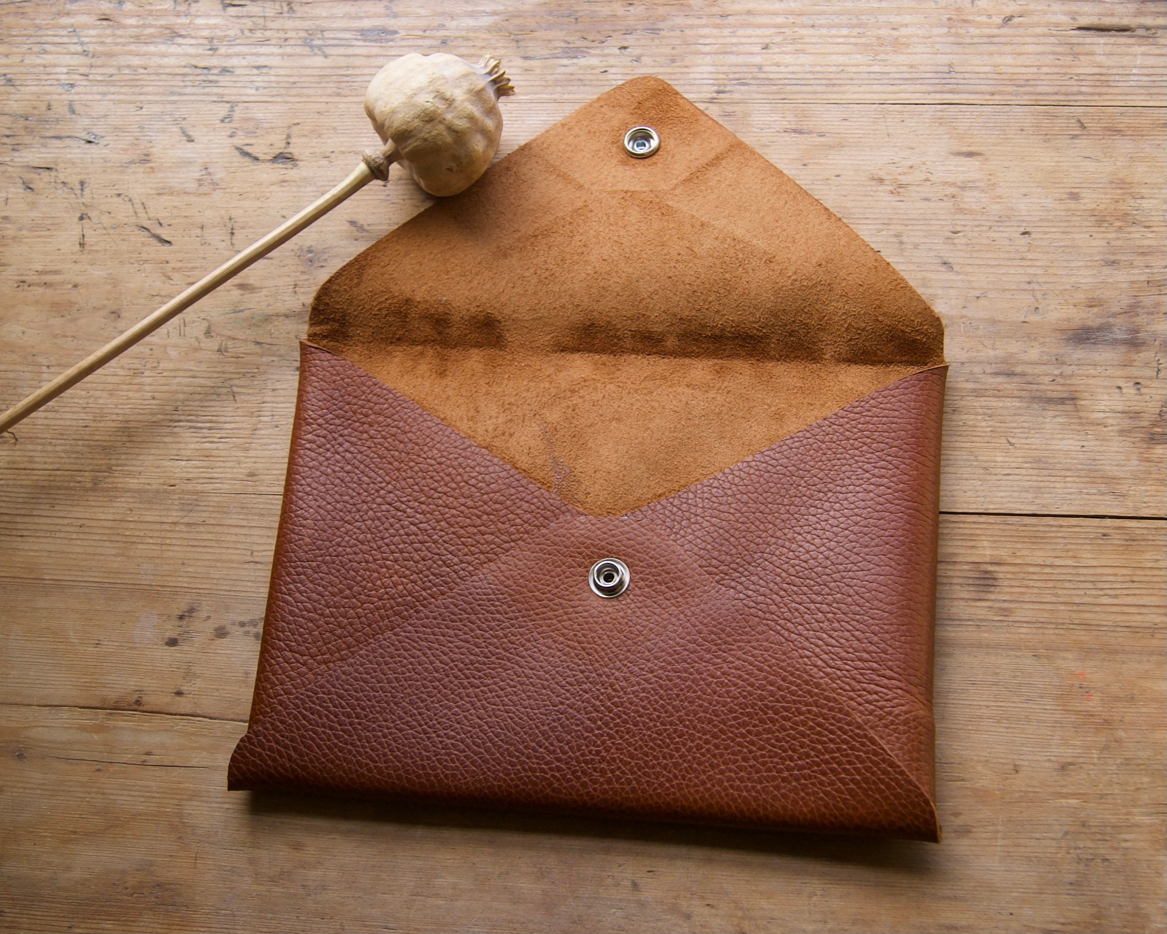 Fine grain Dark Tan Leather A5 Car Document Wallet | Etsy