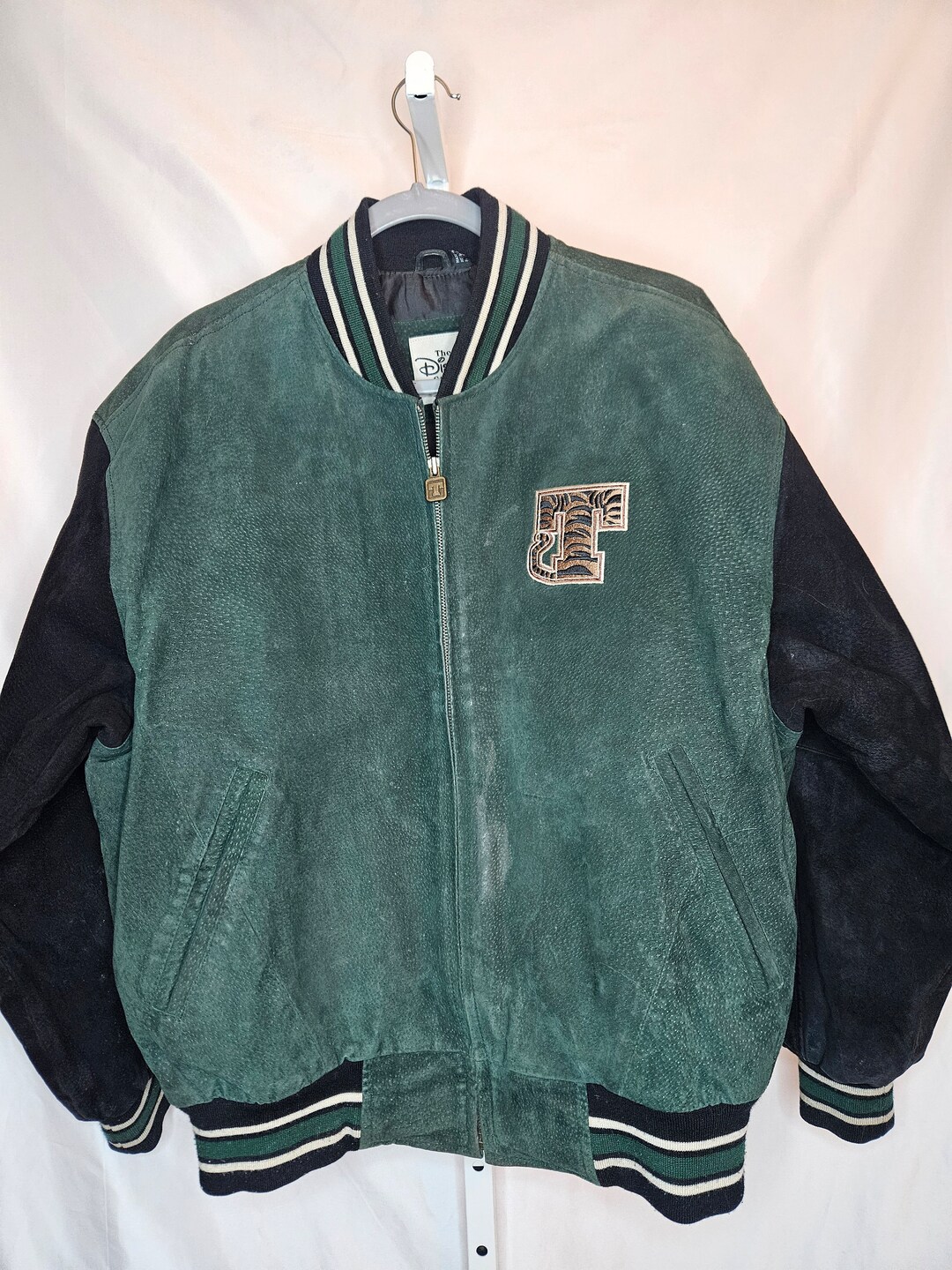 Vintage Tigger Leather Green Bomber Jacket Size Medium - Etsy
