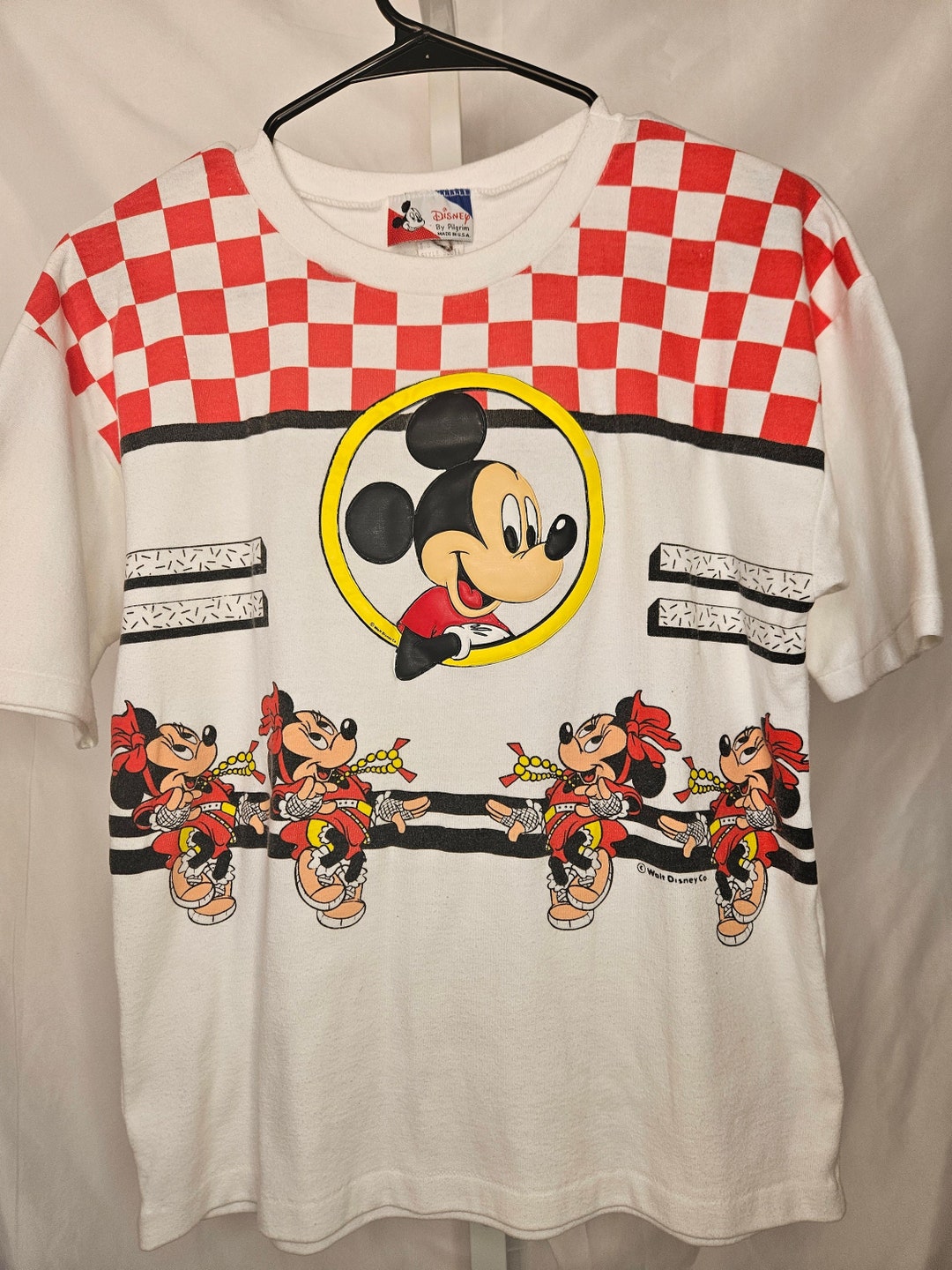 Vintage 80's Mickey and Minnie Mouse Disney Checkered Shirt Size Small ...