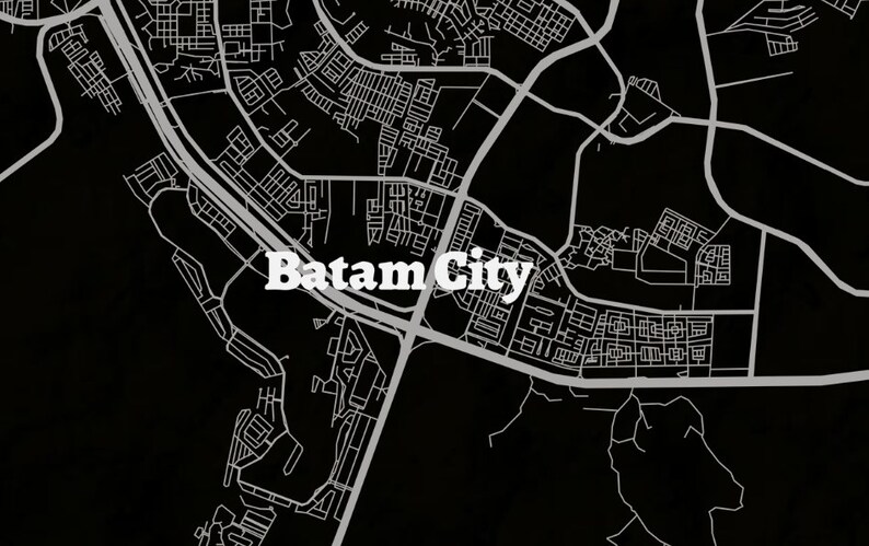 Batam Map Print Batam Map Poster Batam Indonesia Wall Art Batam ...