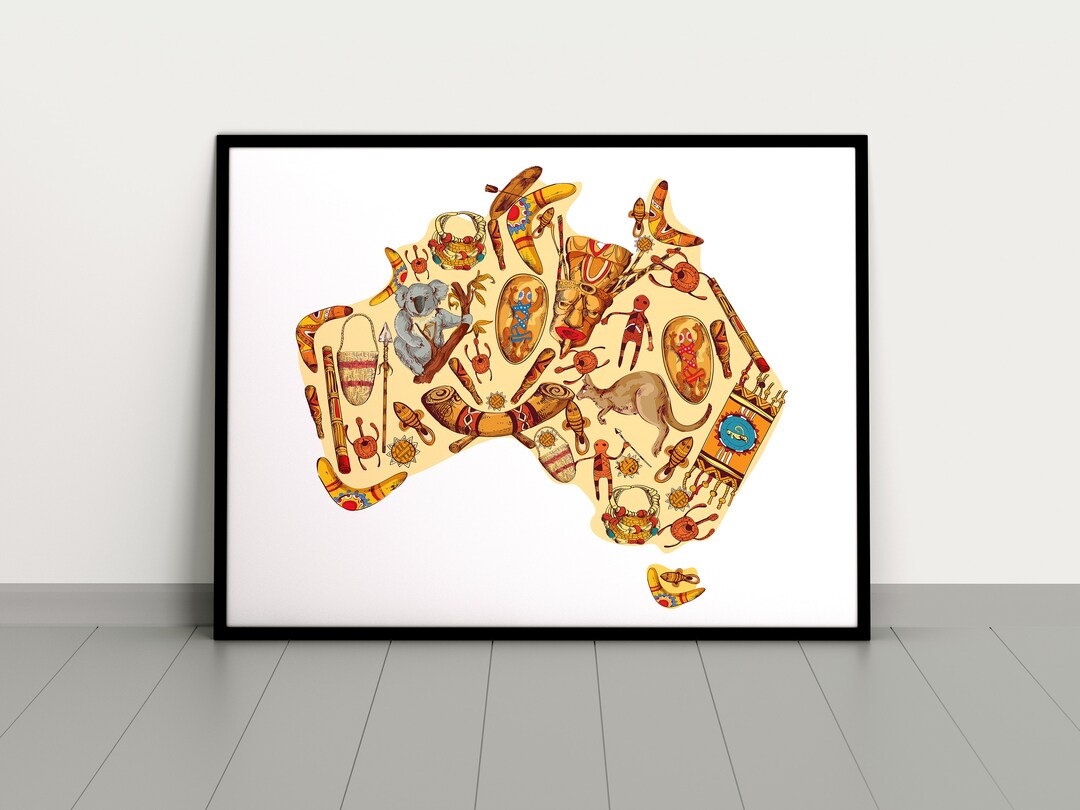 Australia Map Print Australia Map Poster Culture of Australia Wall Art ...