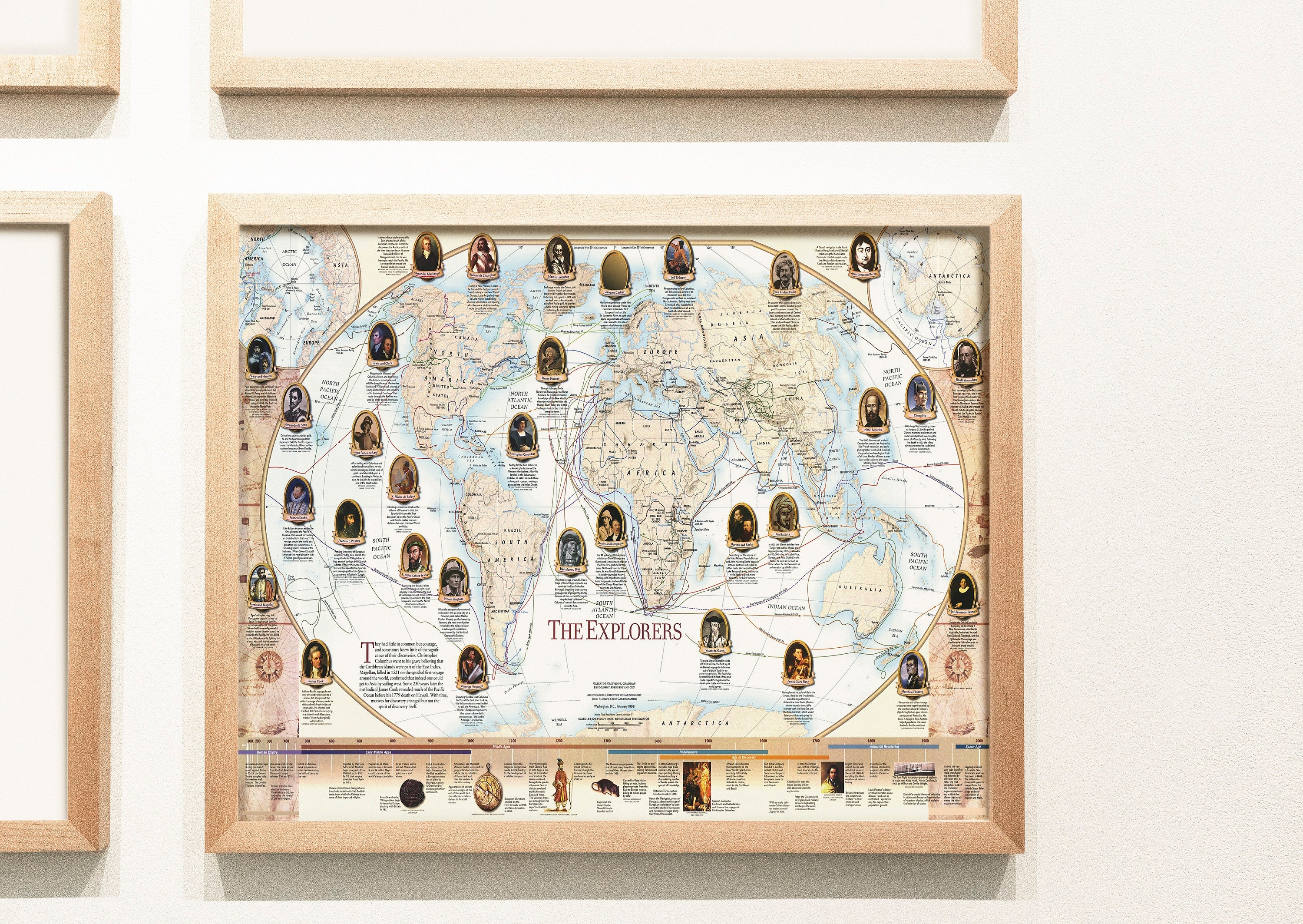 World Map With Explorers Print Map of the World Poster - Etsy