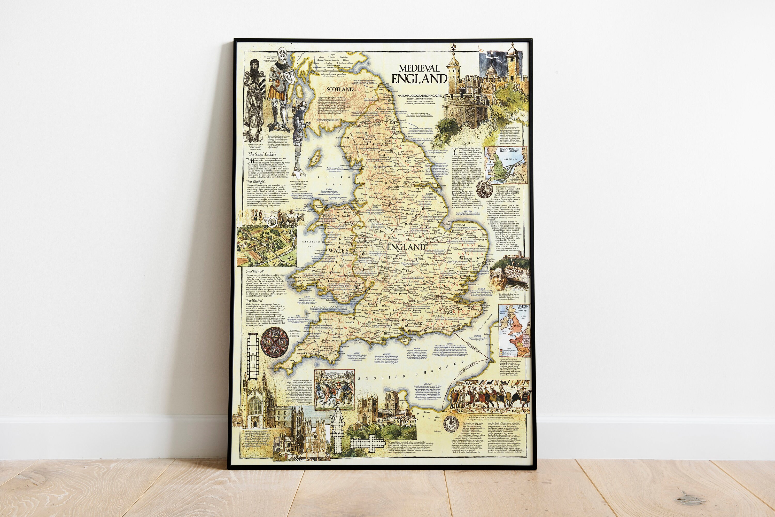 Old England Map Print Vintage England Map Poster Antique Map of England ...