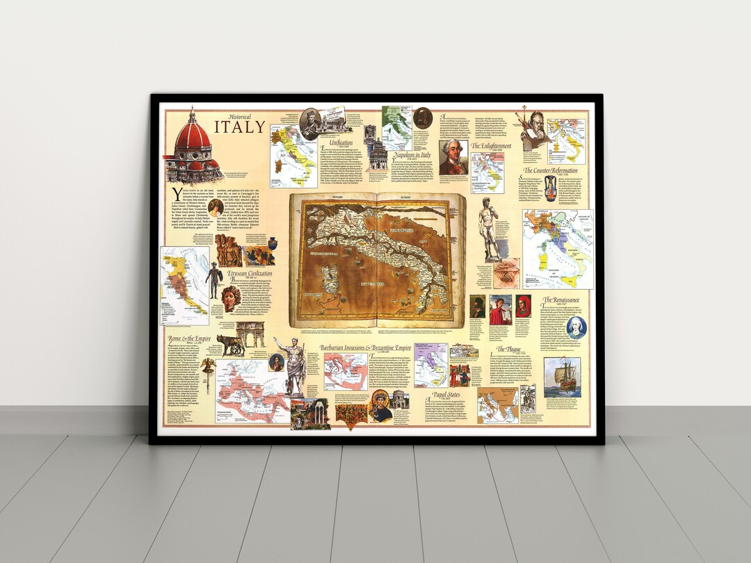 Vintage Italy Map Print Italy Map Poster Italy Map Print - Etsy