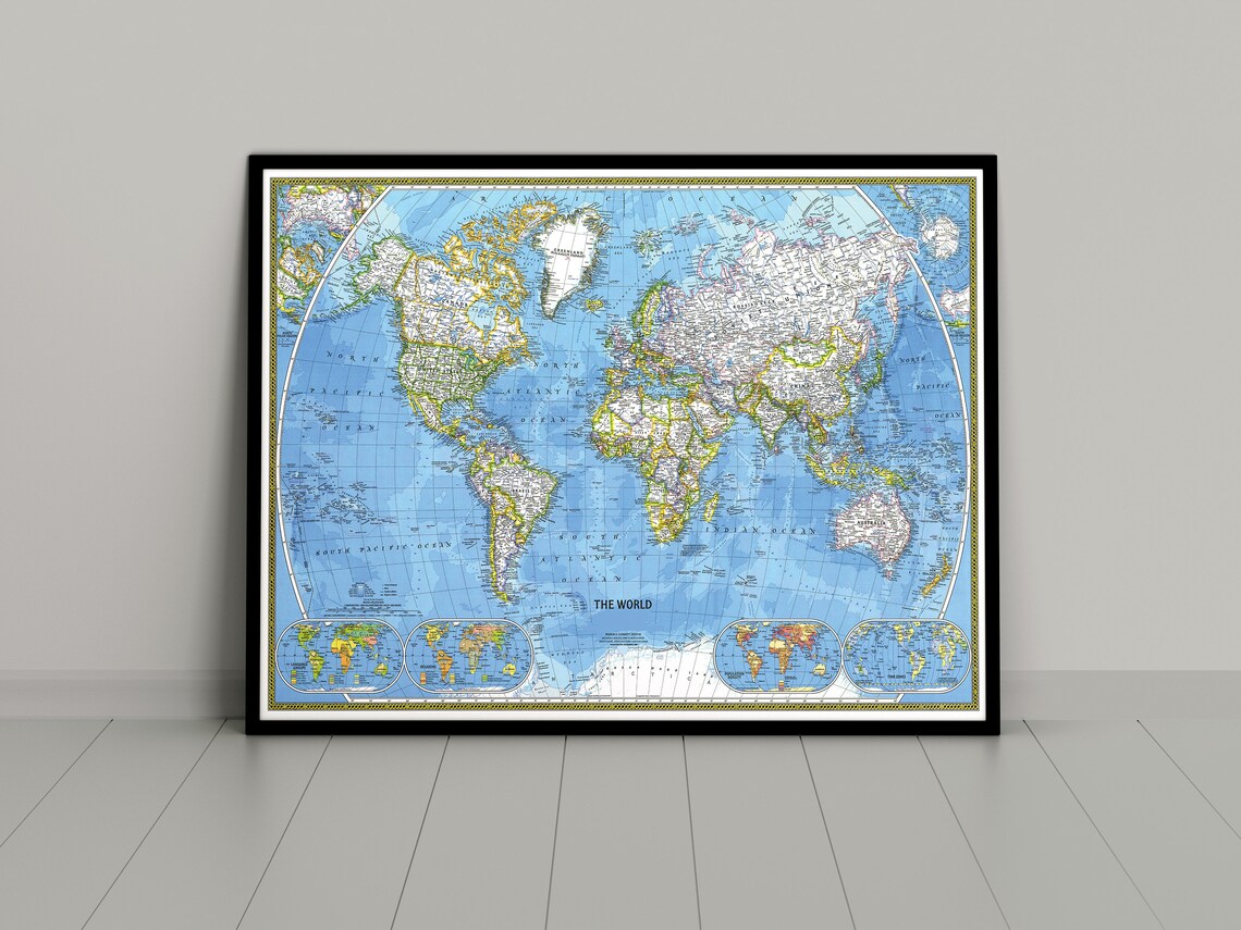 World Map Print Map of the World Poster World Cartography - Etsy