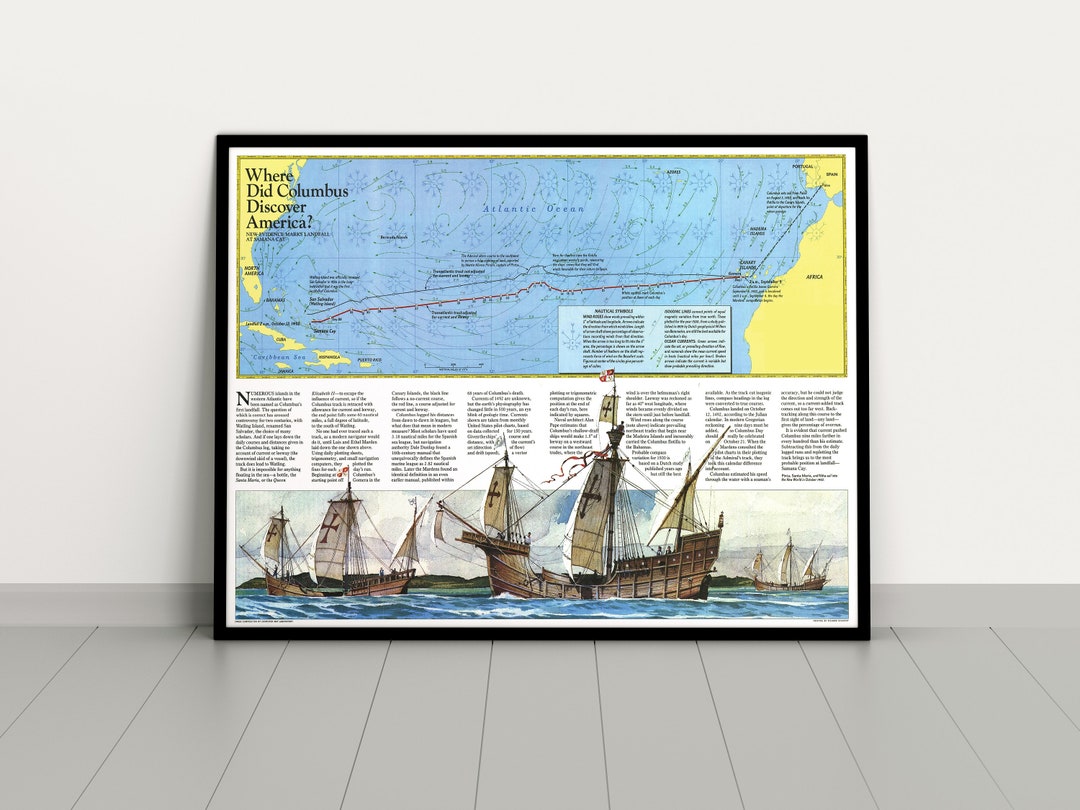Christopher Columbus Exploration Route Map Print Columbus Discovery Map ...