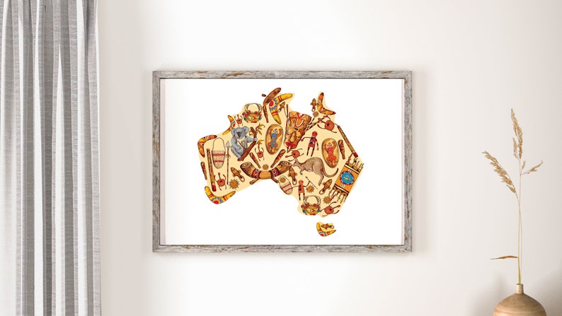 Australia Map Print Australia Map Poster Culture of Australia Wall Art ...