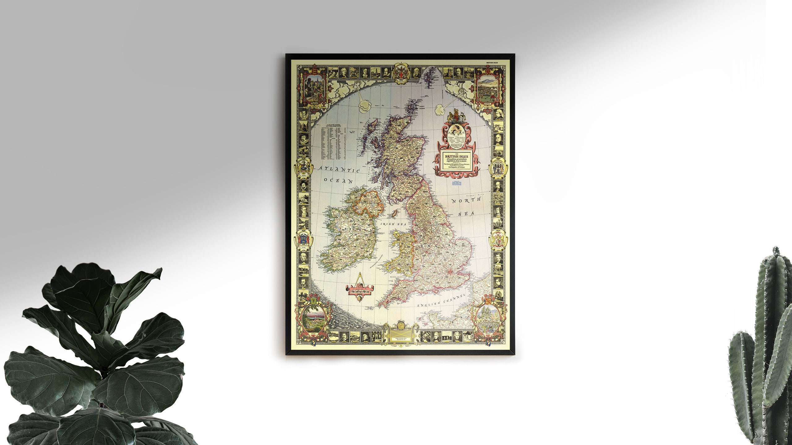 UK Map Vintage Print United Kingdom Map Poster England Map Antique ...
