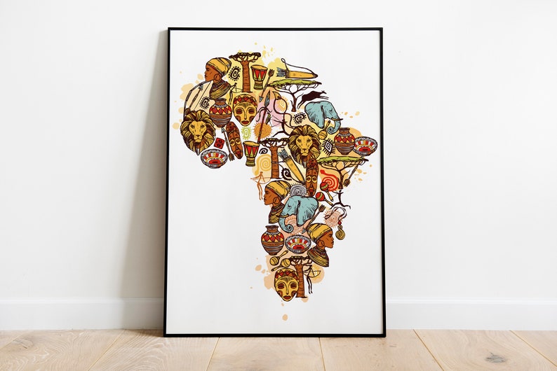 Africa Map Print African Map Poster Map of Africa Wall Art Africa Home ...