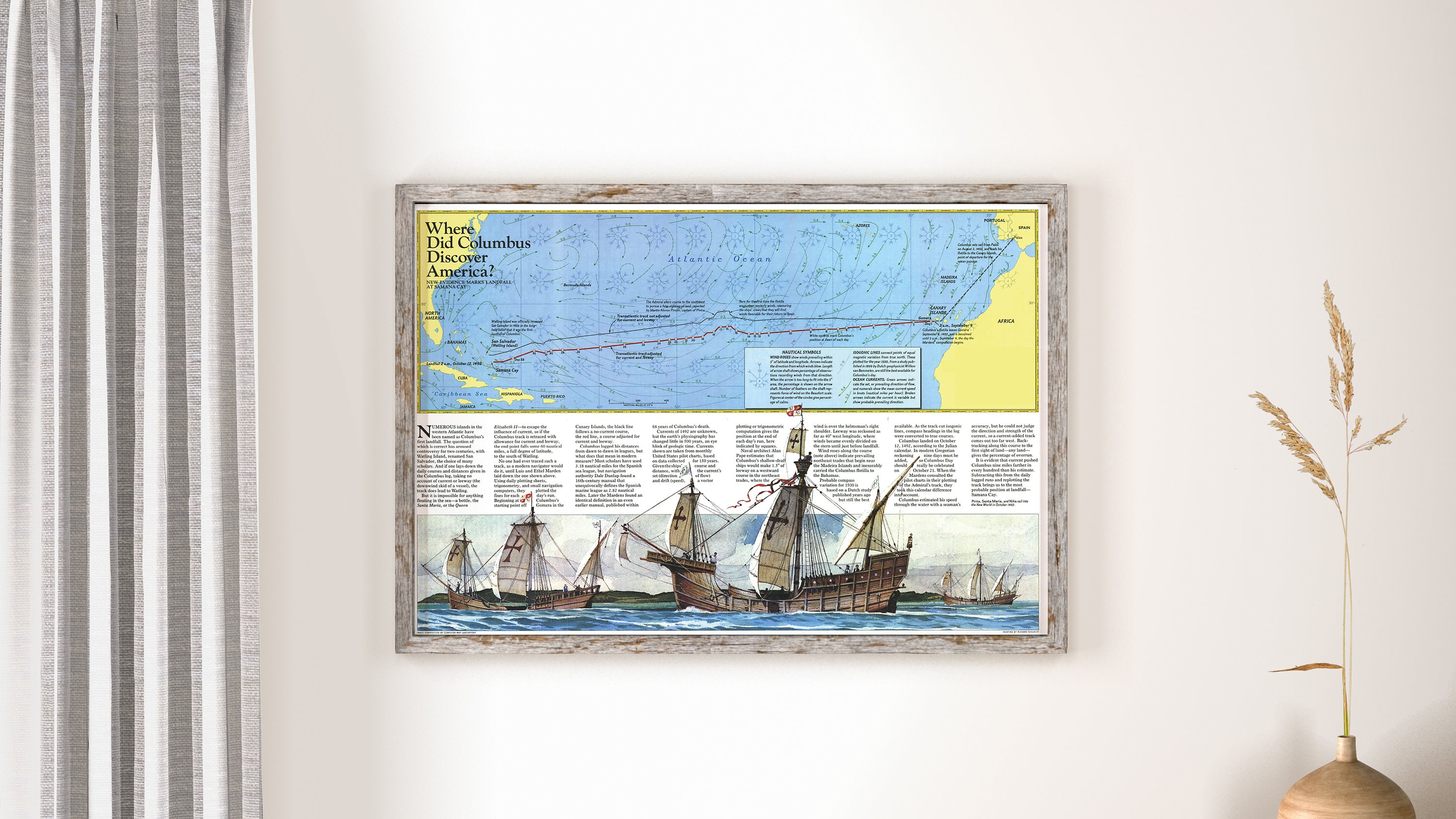 Christopher Columbus Exploration Route Map Print Columbus Discovery Map ...