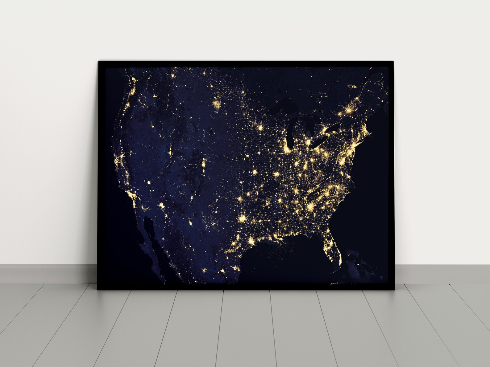 USA Map by Night Print United States Map Poster America Map Wall Art US ...