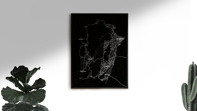 Penang Island Map Print Penang Island Map Poster Penang Island Malaysia ...