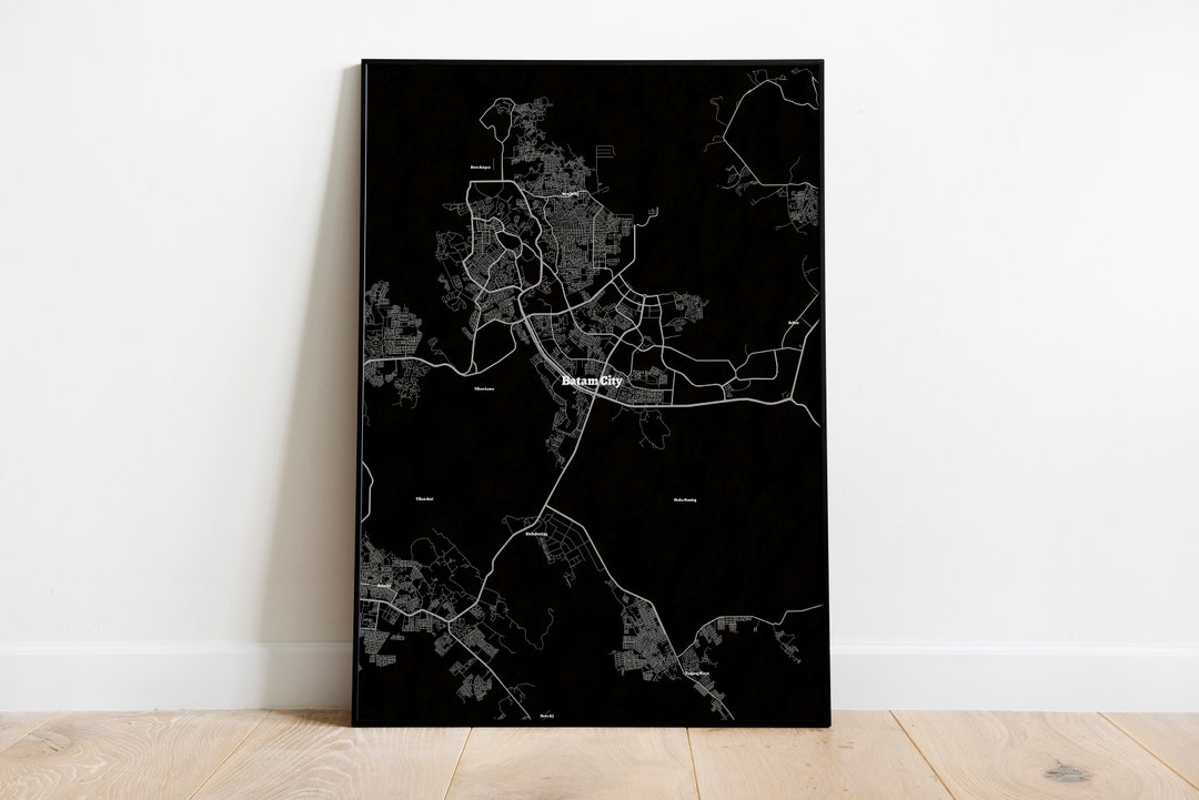 Batam Map Print Batam Map Poster Batam Indonesia Wall Art Batam ...