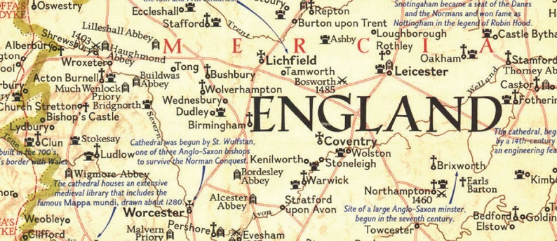 Old England Map Print Vintage England Map Poster Antique Map of England ...