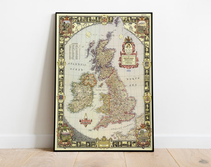 United Kingdom and Ireland Wall Map Poster - Etsy Canada