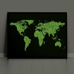 Binary Digits World Map Print Map of the World Poster World Map Wall ...