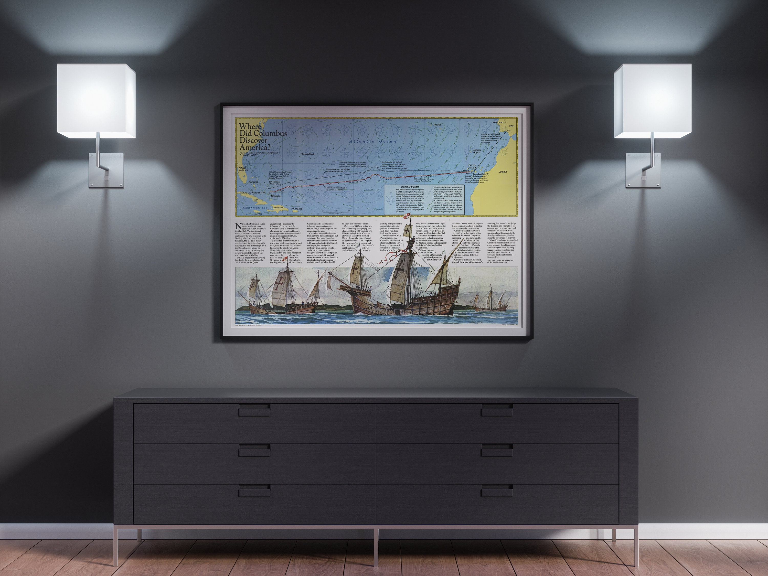 Christopher Columbus Exploration Route Map Print Columbus Discovery Map ...