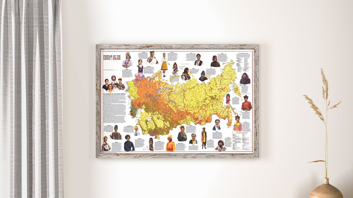 Russia Map Print Russia Map Poster the Soviet Union Map Wall Art ...