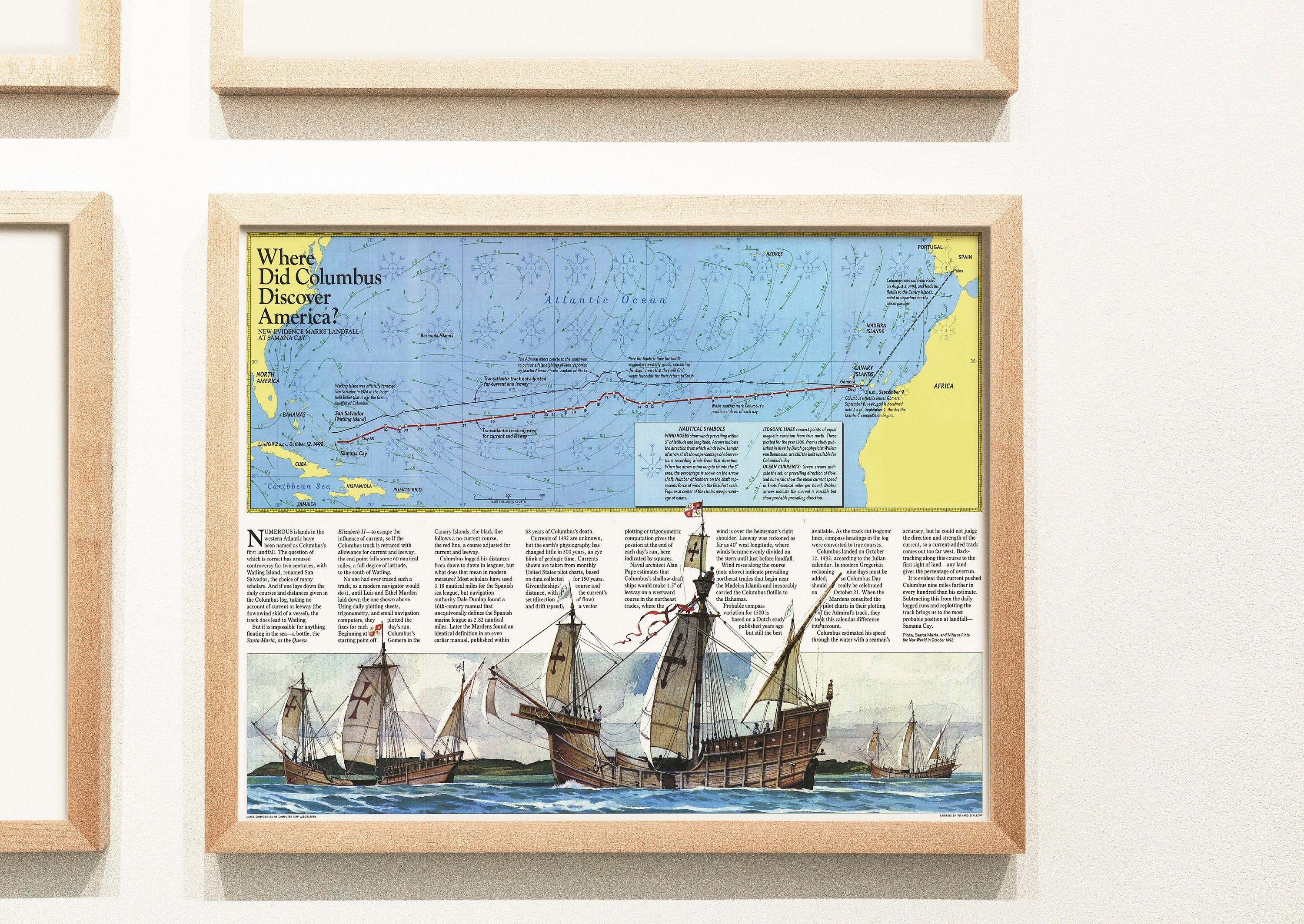 Christopher Columbus Exploration Route Map Print Columbus Discovery Map ...