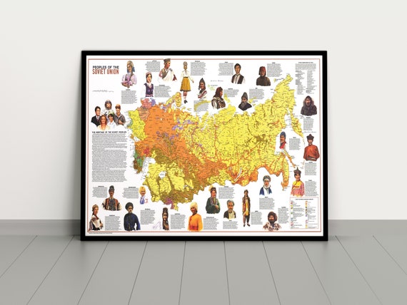 Russia Map Print Russia Map Poster The Soviet Union Map | Etsy