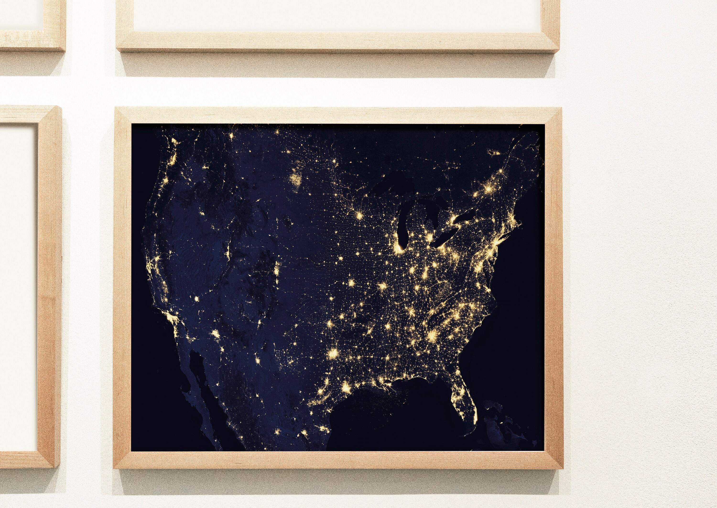 USA Map by Night Print United States Map Poster America Map Wall Art US ...