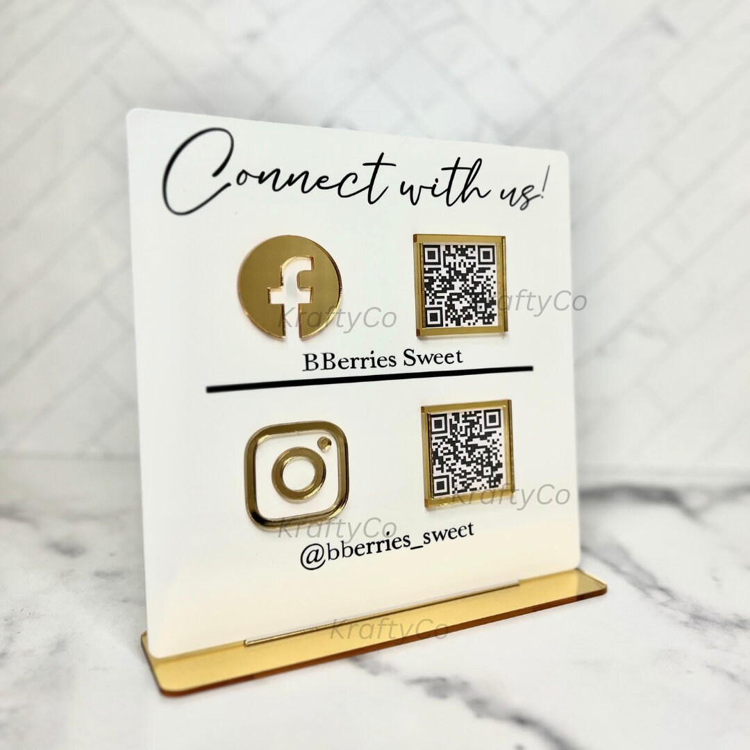 Business Social Media QR Code Sign Instagram Facebook Twitter Tiktok ...