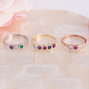 Multi Stone Family Ring, Birthstone Sterling Silver Ring for Mom ...