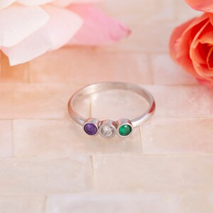 Multi Stone Family Ring, Birthstone Sterling Silver Ring for Mom ...