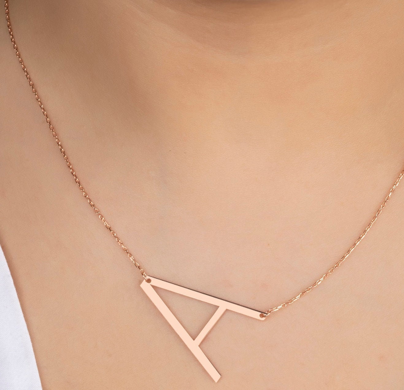 Alexis Necklace For Women Large Initial Sideways Necklace | Etsy