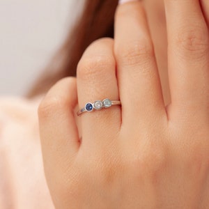 Multi Stone Family Ring, Birthstone Sterling Silver Ring for Mom ...