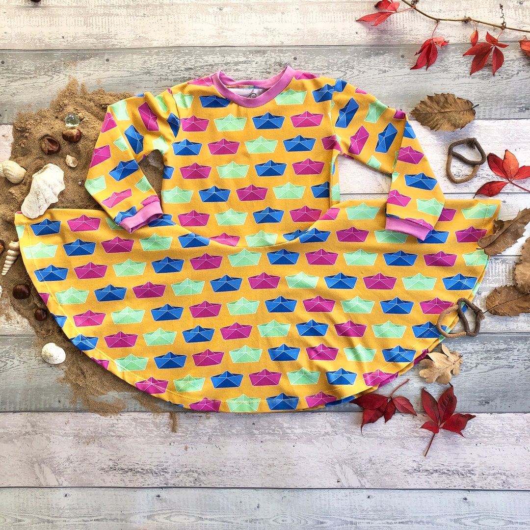 Organic Long Sleeve Twirly Dress, childrens spin dress, full circle ...