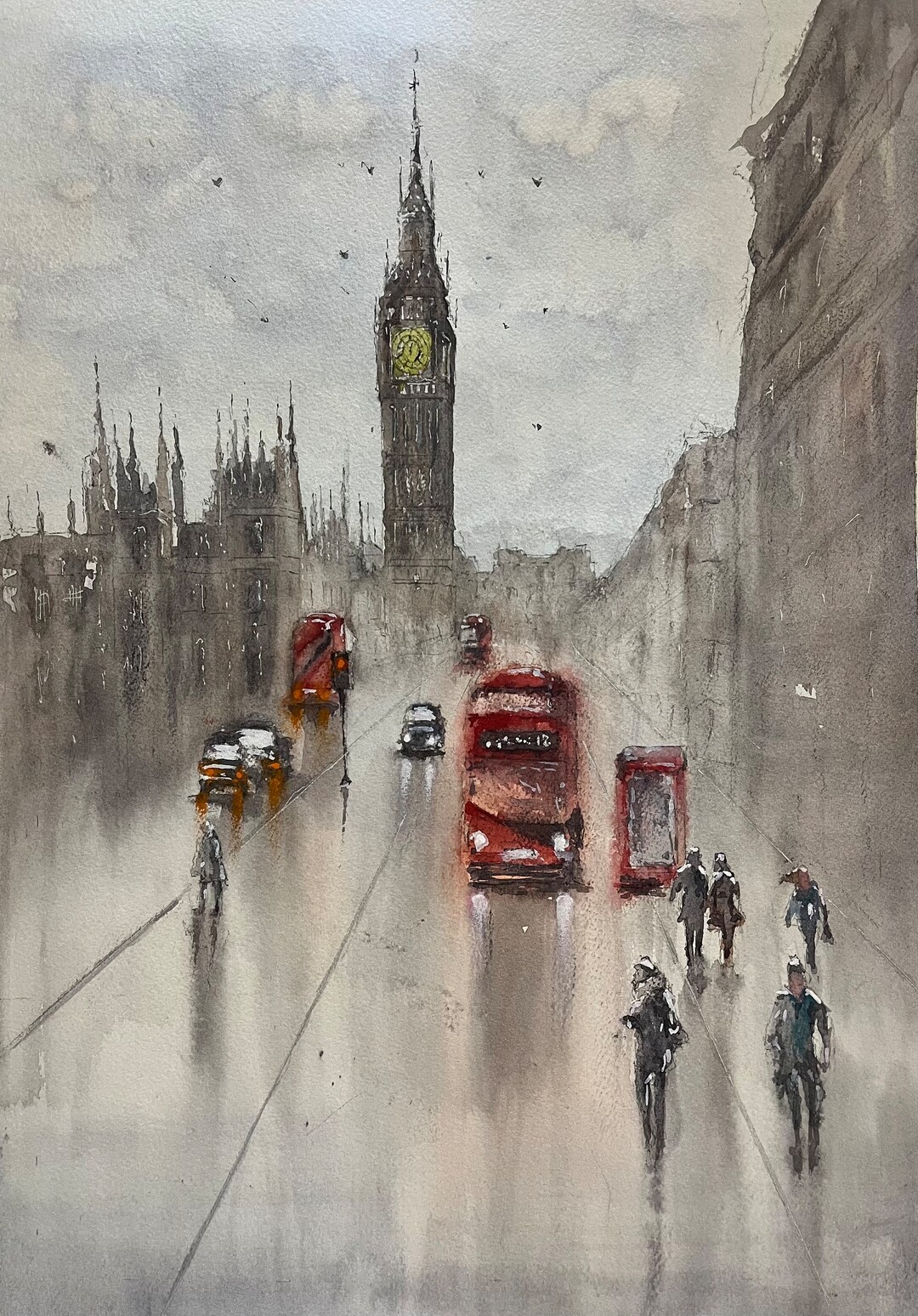 London Red Bus Original Watercolour Painting or Print Large A3 - Etsy