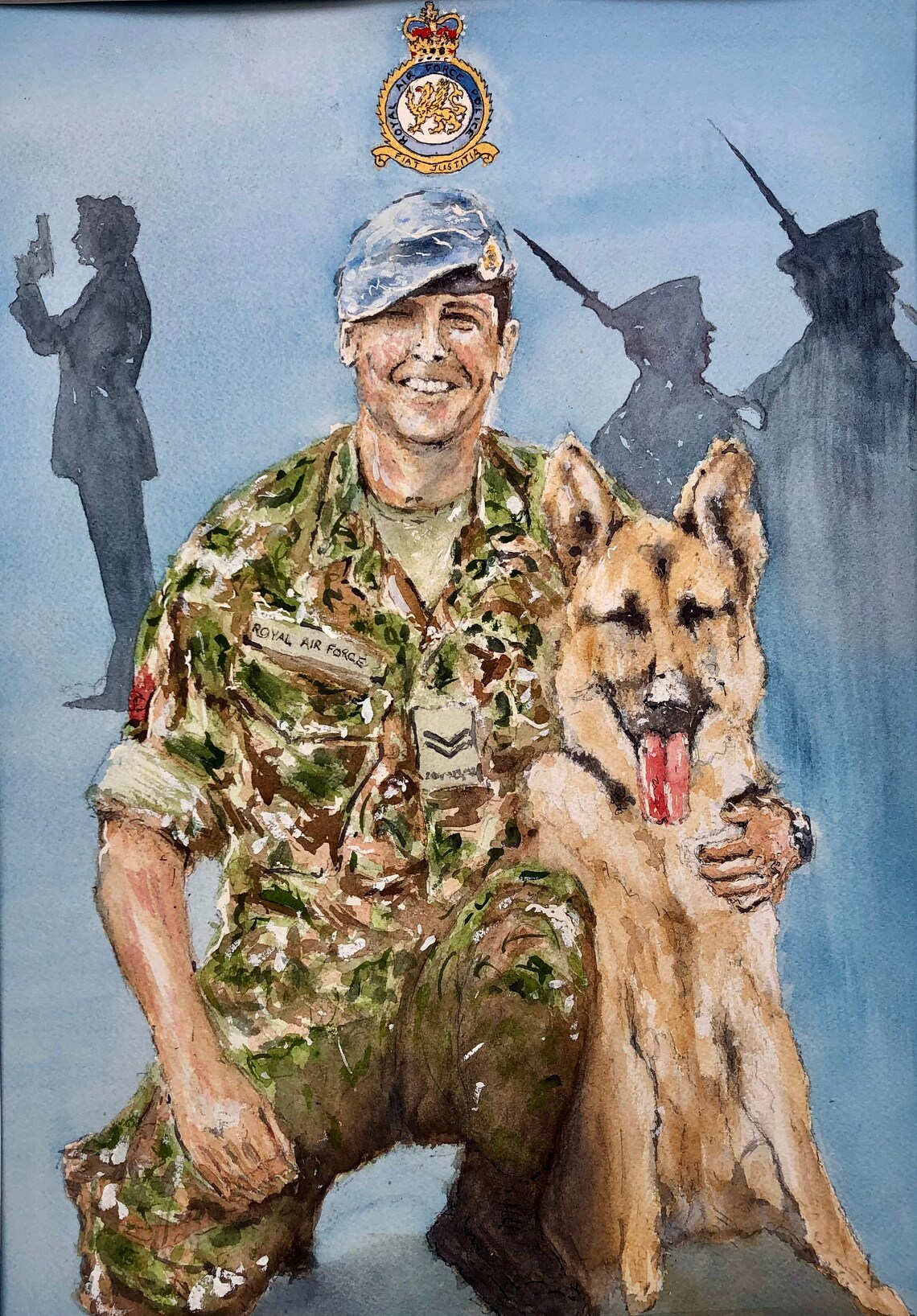 Custom Military Watercolour Portrait Personalise Army Navy - Etsy
