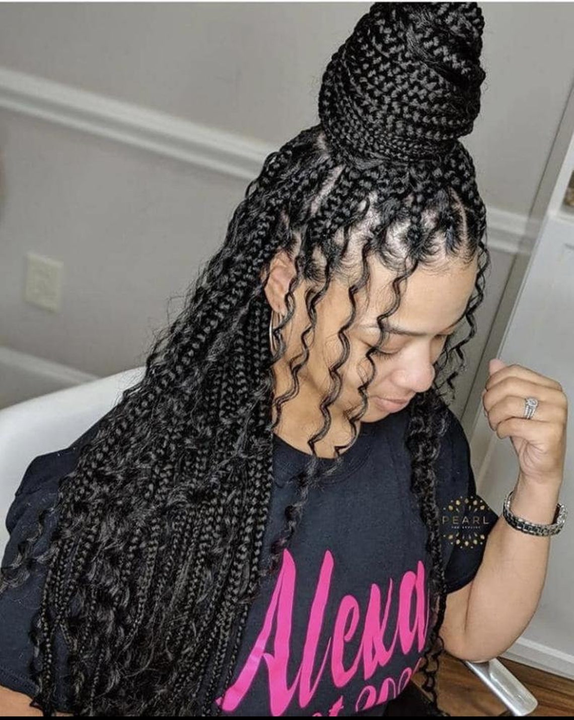 Boho Knotless Triangle Braided Wig Etsy