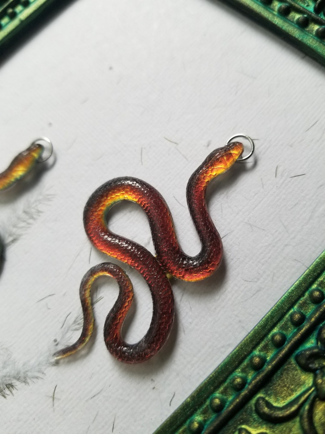 Snake Earrings - Oil Slick Colourshift Jewellery - Resin Dangle ...